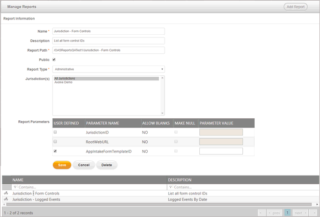 Manage Reports (OAS)