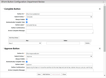 EForm Button Configuration